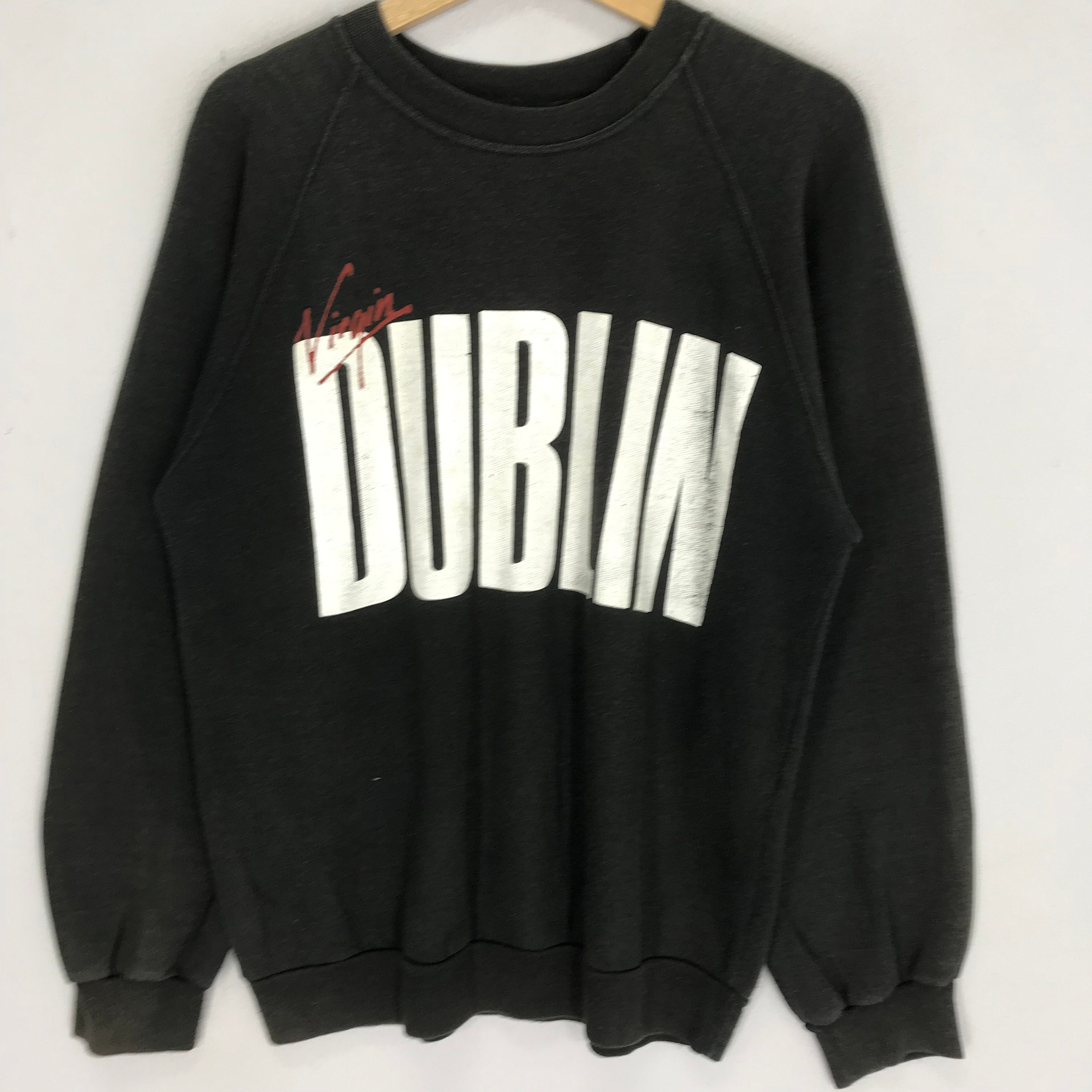 Vintage 90s Virgin Dublin Sweatshirt Black Medium Dublin Sweater Virgin ...