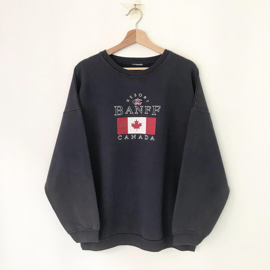 Vintage 90s Banff Canada Faded Blue Sweatshirt Large Banff Canadian ...