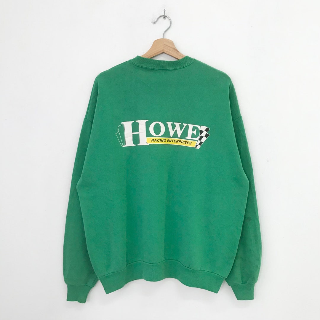 Vintage 90's Howe Racing Green Sweatshirt Xlarge Howe Racing Spell Out ...