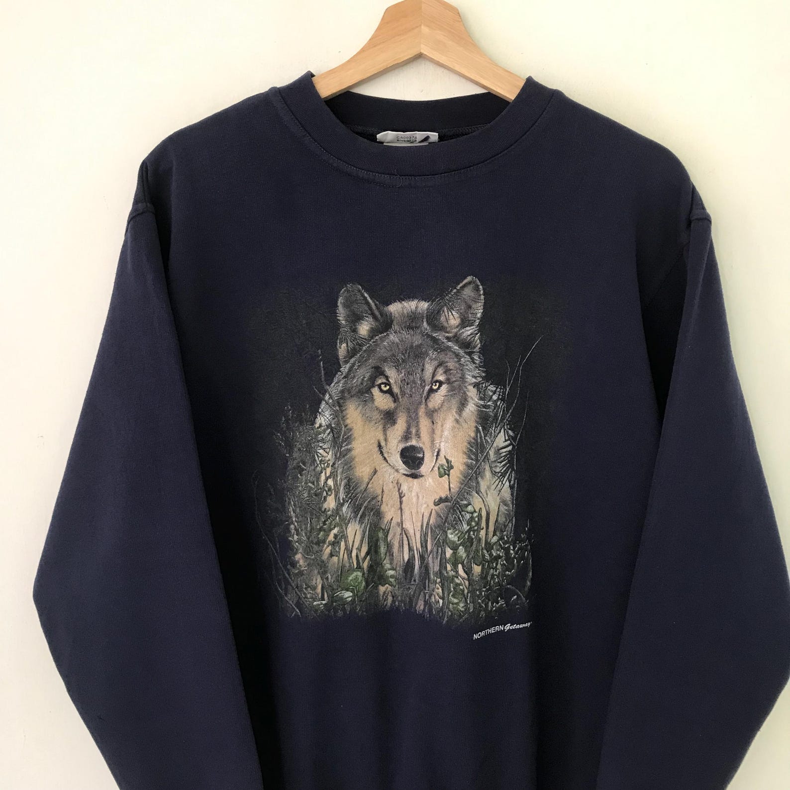 Vintage 90s North American Timber Wolf Sweatshirt Medium Wildlife ...