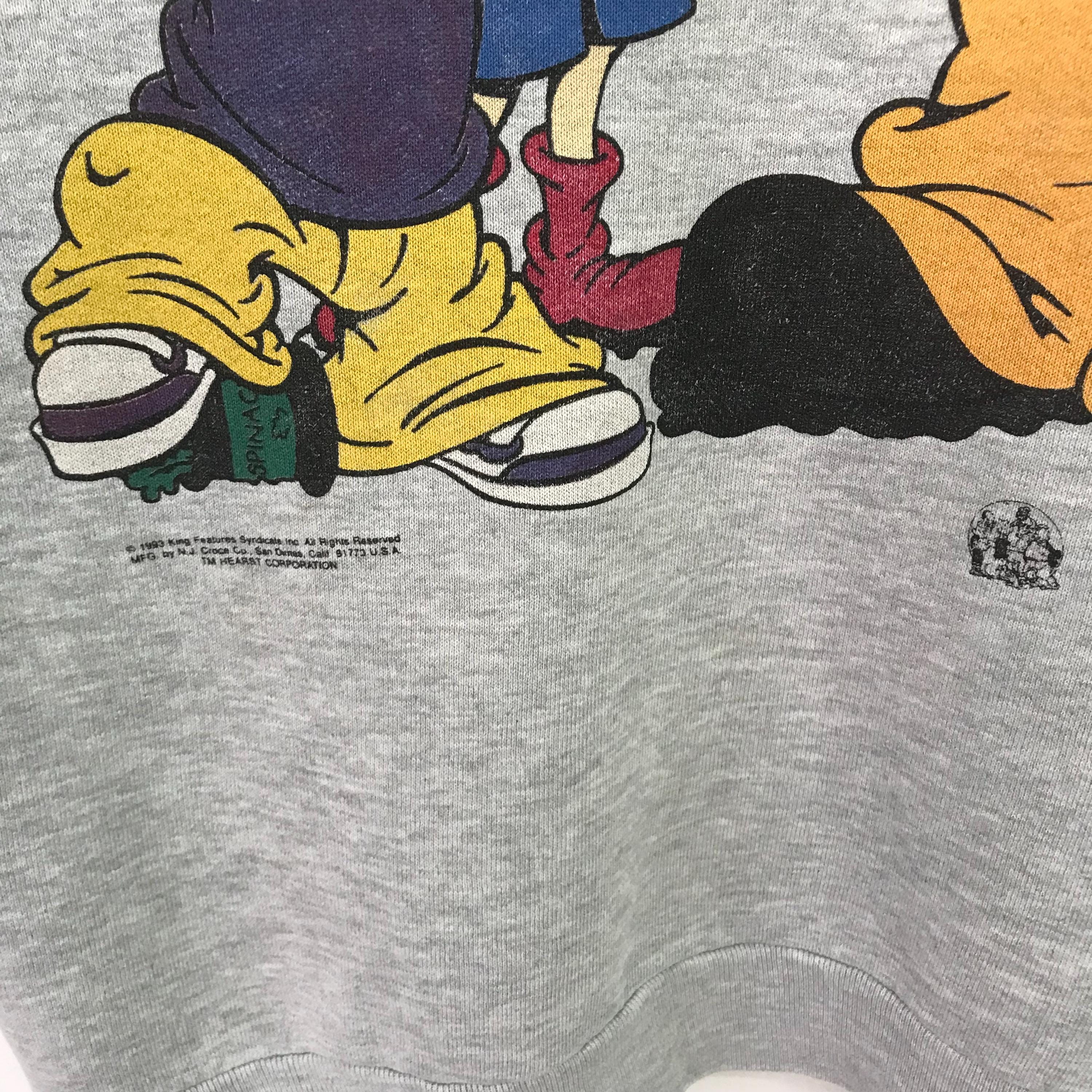 Vintage 90s Popeye and the Sailor Man Cartoon Grey Sweatshirt Large ...