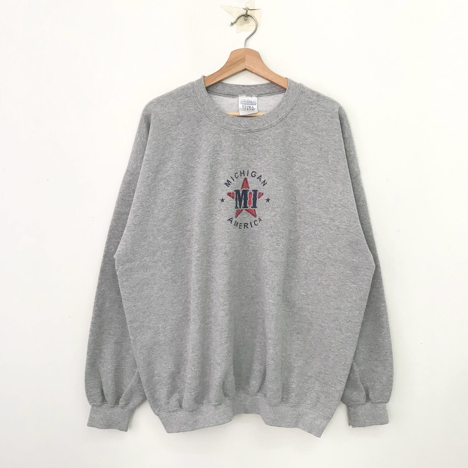 Vintage Y2K Michigan Gray Sweatshirt Michigan Us State America Spell ...