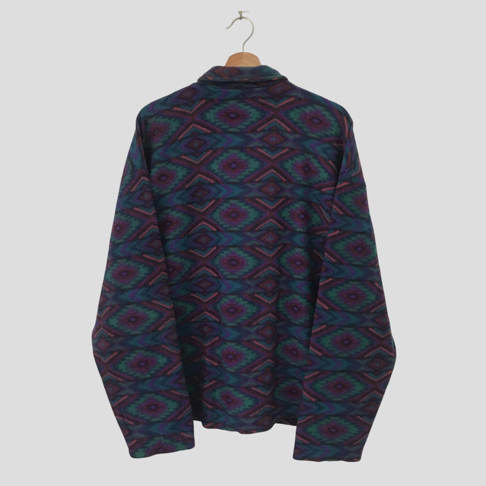 Vintage 90s Tribal Aztec Navajo Pattern Multicolor Fleece Sweater Large ...