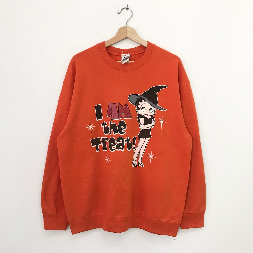 Vintage Betty Boop Cartoon Orange Sweatshirt Large Betty Boop I Am the ...