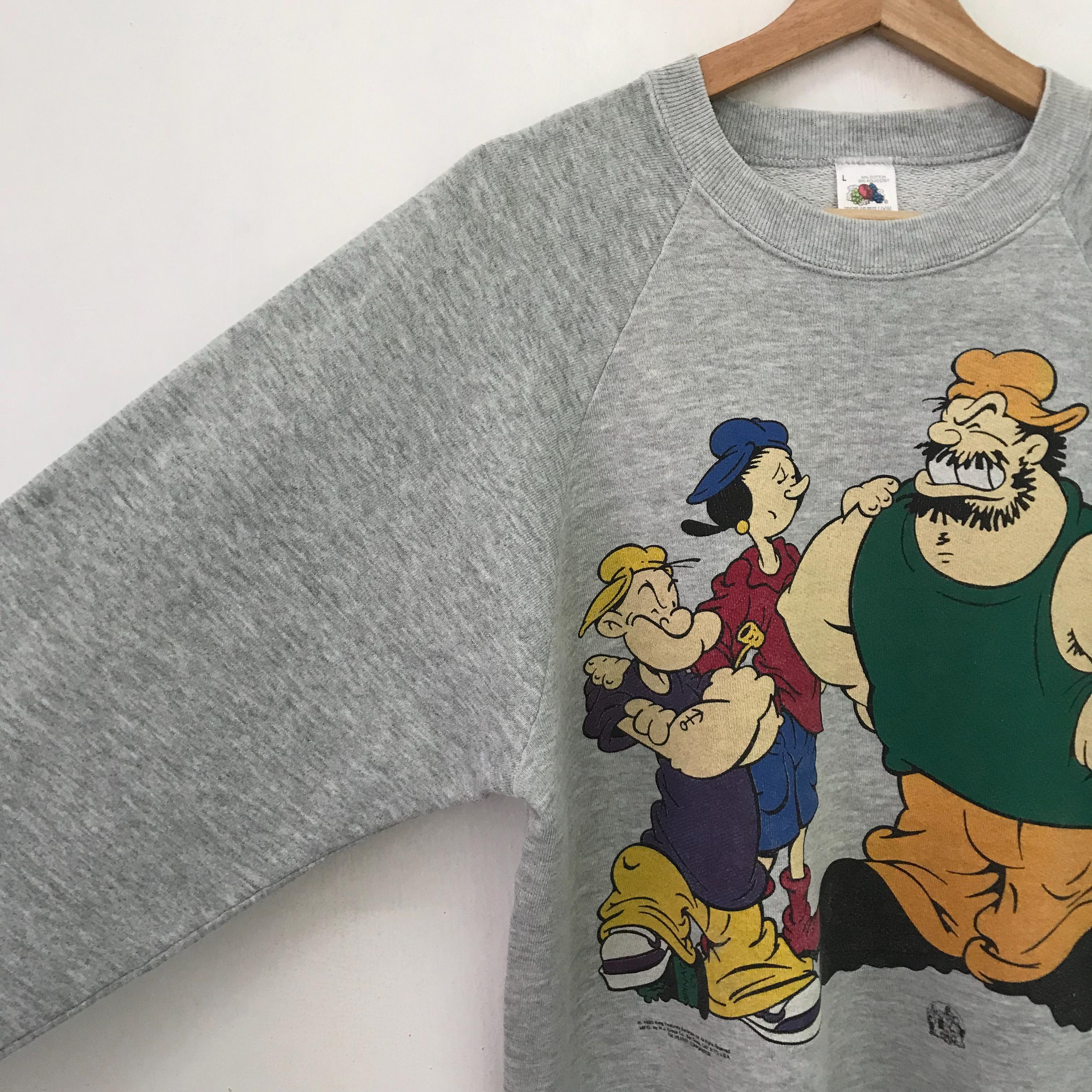 Vintage 90s Popeye and the Sailor Man Cartoon Grey Sweatshirt Large ...
