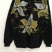 Vintage Retro Graphic Flower Black Sweatshirt Large Flower Graphic Art ...