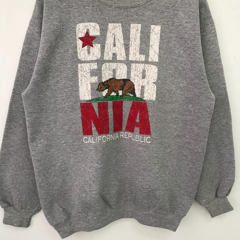 Vintage California Republic Gray Sweatshirt Medium California Life Bear ...