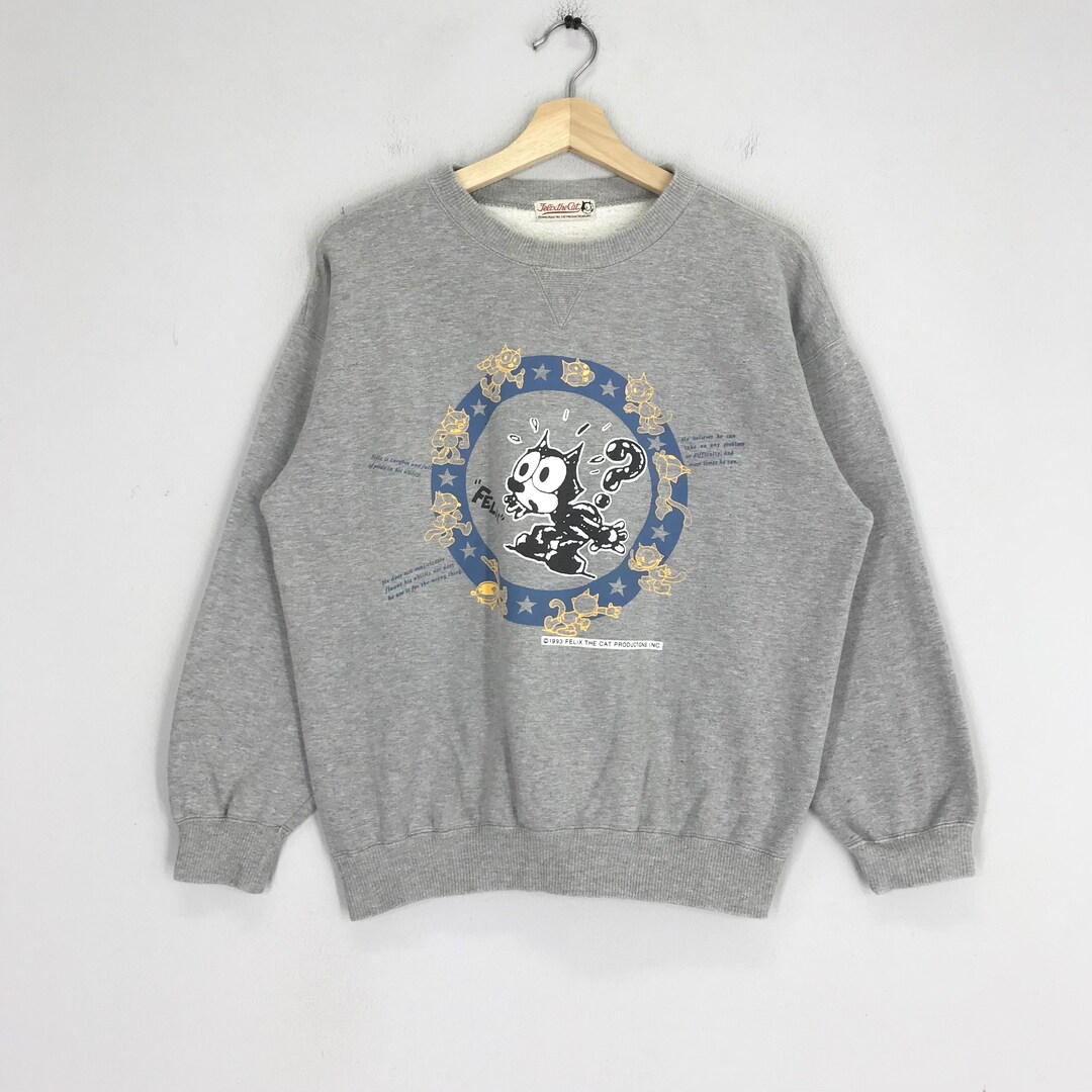 Vintage 90s Felix the Cat Gray Sweatshirts Felix the Cat Cartoon ...