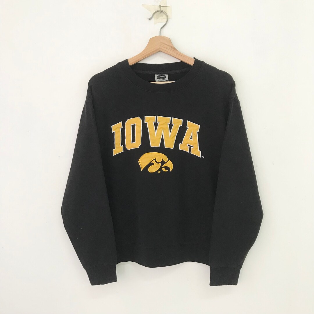 Vintage Iowa Hawkeyes Football Ncaa Black Sweatshirt Large University ...