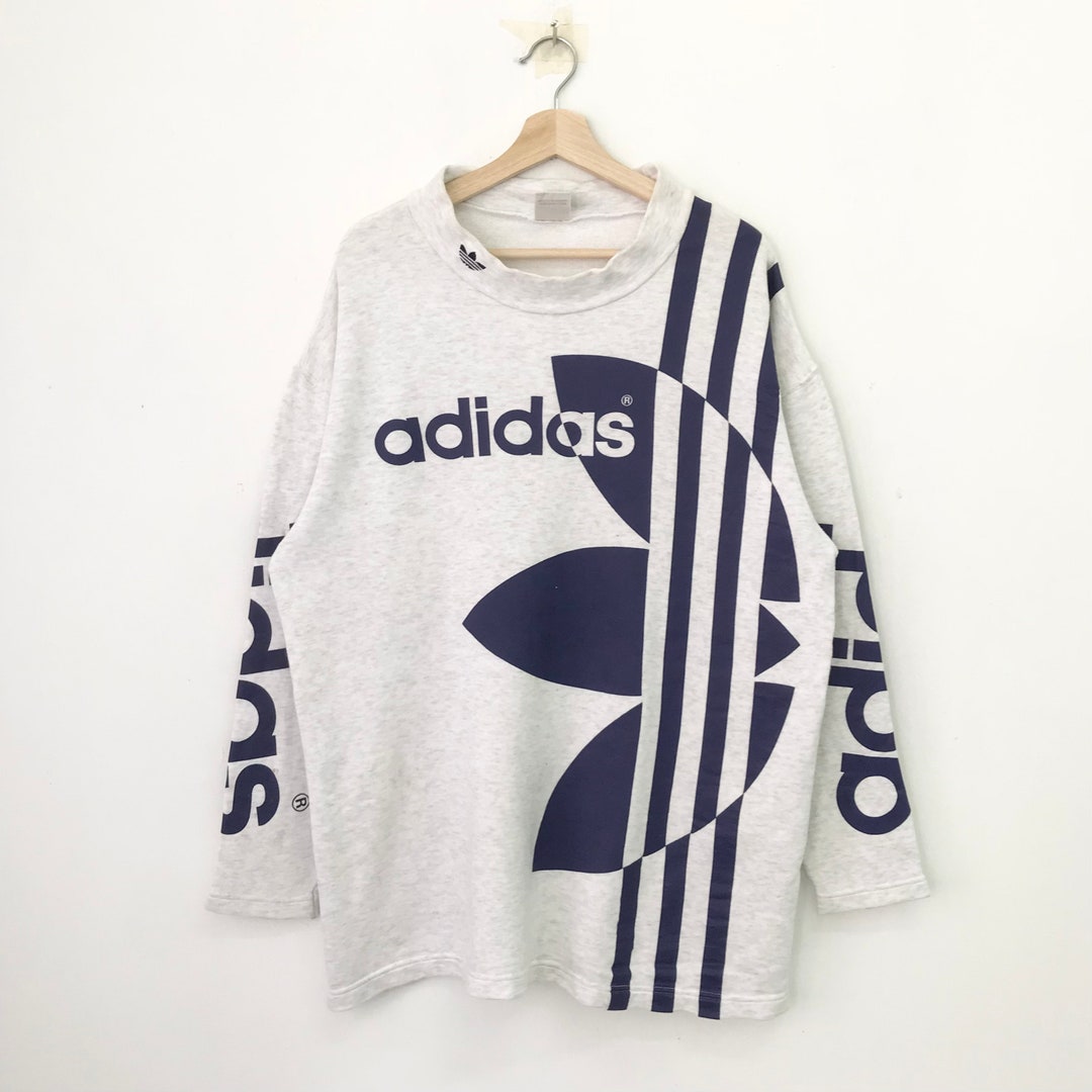 Vintage 90s Adidas Trefoil Gray Sweatshirt Adidas Three Stripes ...