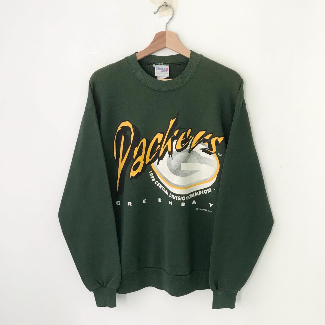 Vintage 90's Green Bay Packers Green Sweatshirt Medium Packers Spell ...