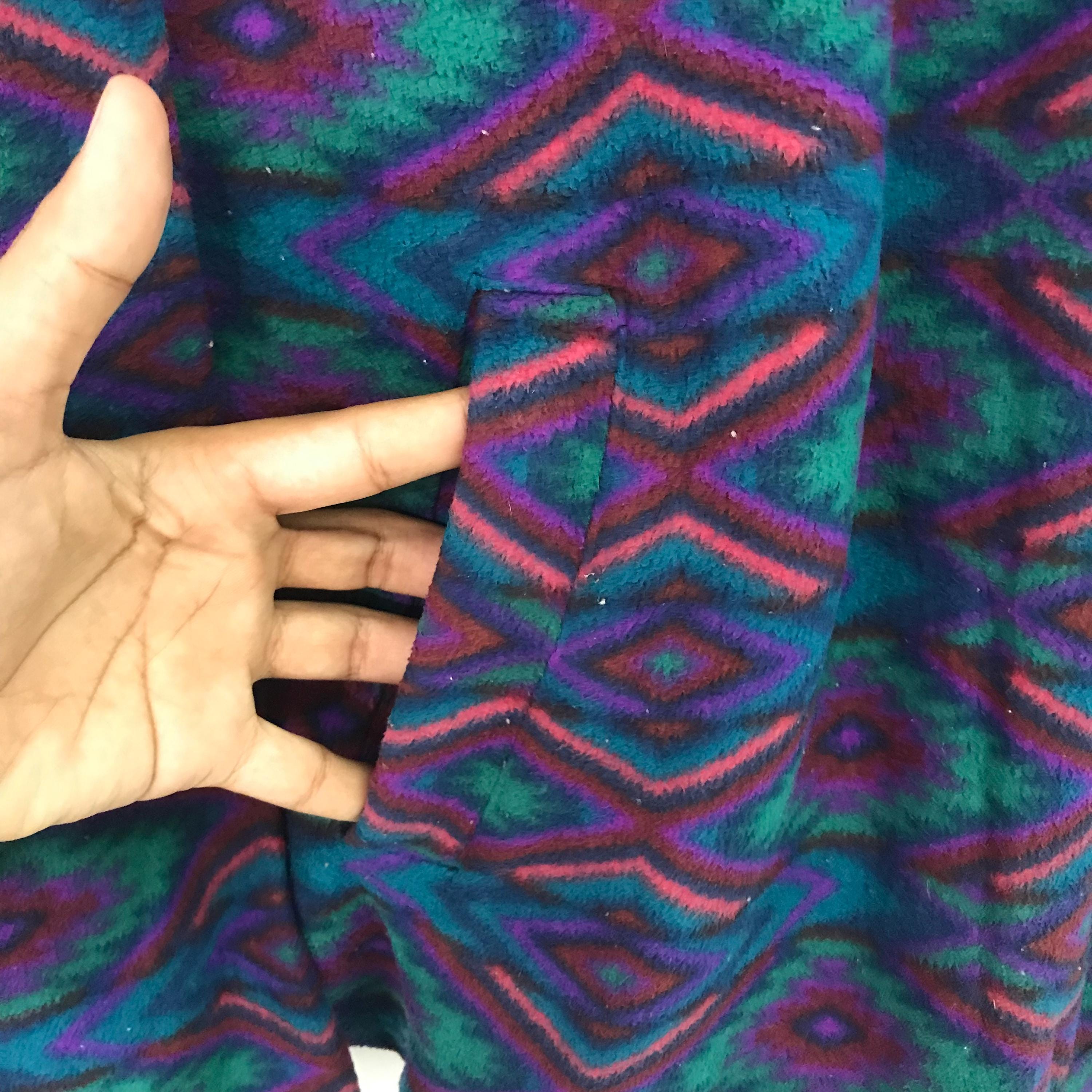 Vintage 90s Tribal Aztec Navajo Pattern Multicolor Fleece Sweater Large ...