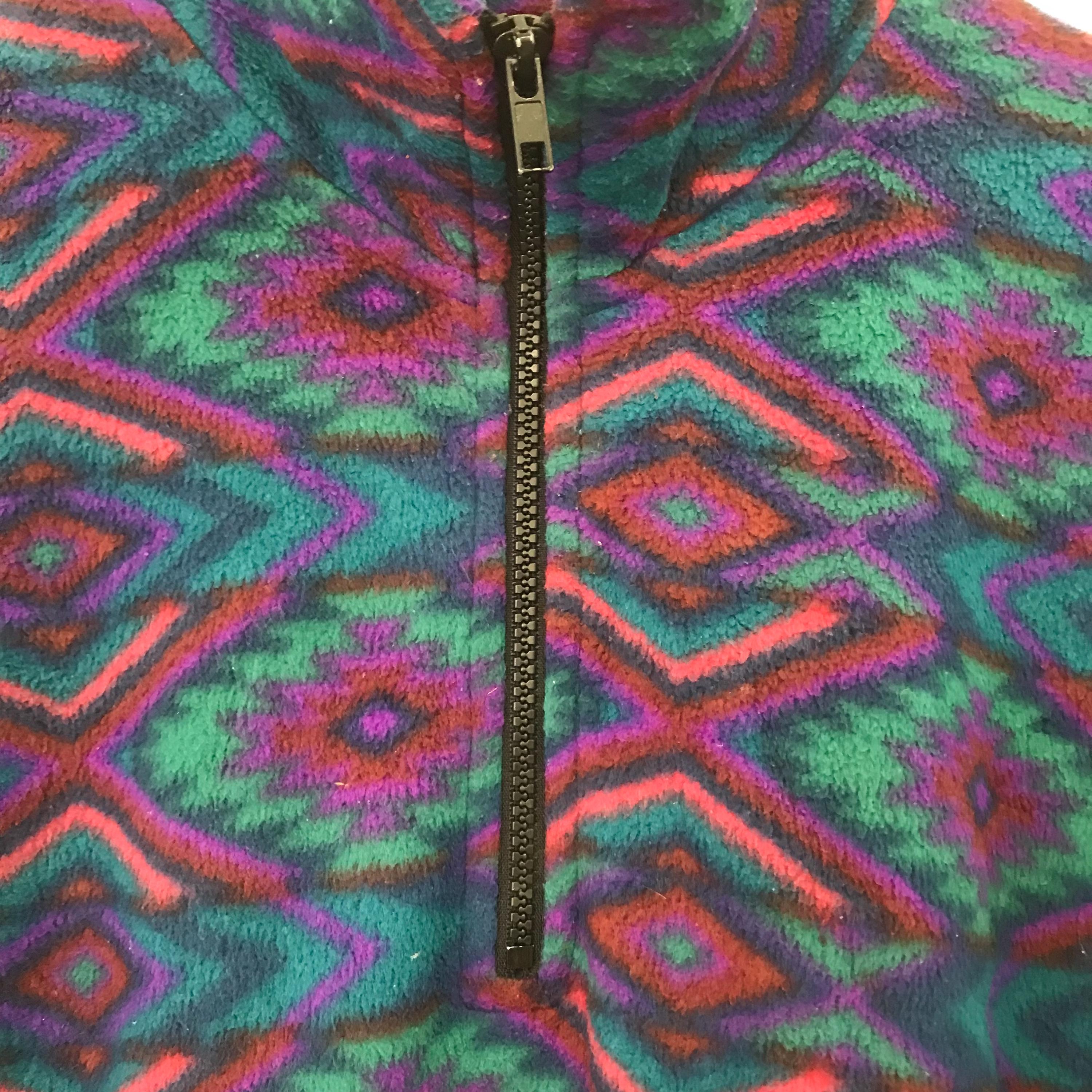 Vintage 90s Tribal Aztec Navajo Pattern Multicolor Fleece Sweater Large ...