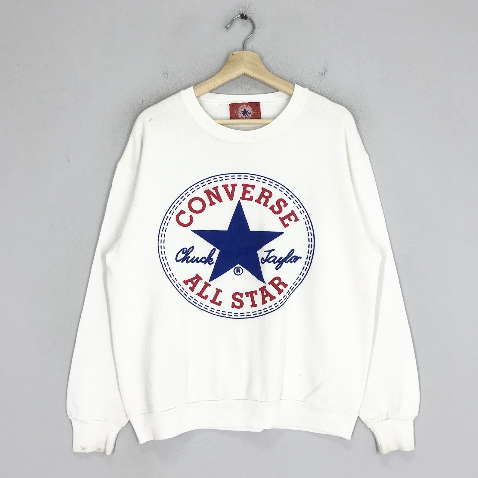 Vintage 90's Converse All Star White Sweatshirt Large Converse All Star ...
