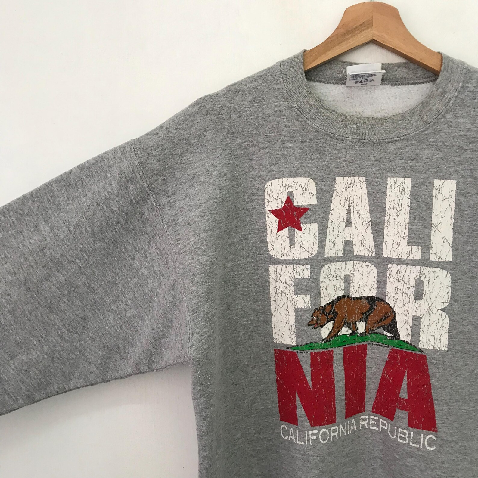 Vintage California Republic Gray Sweatshirt Medium California Life Bear ...