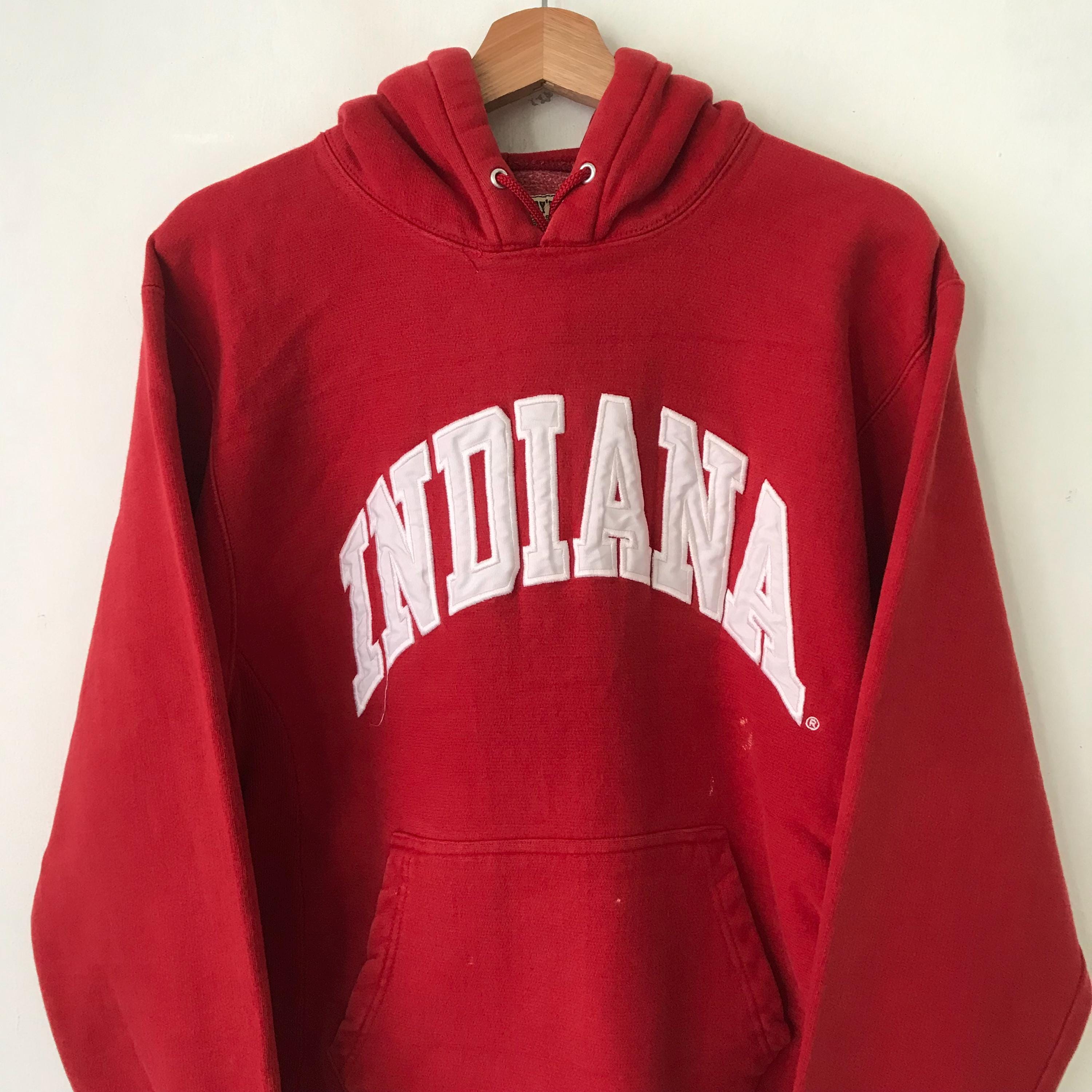 Vintage Indiana Red Sweater Small Indiana Spell Out Big Logo Hoodie ...