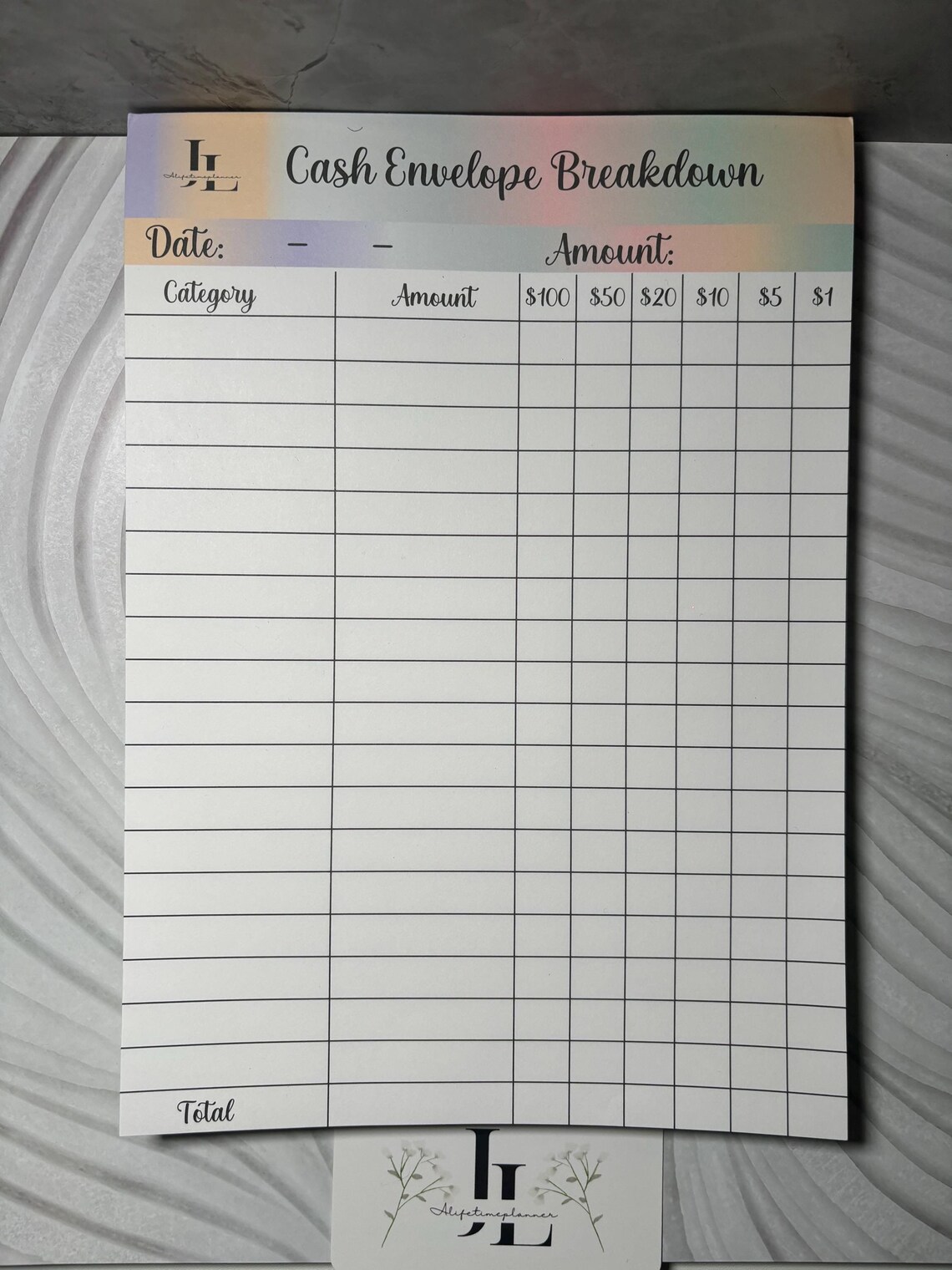 Cash Envelope Breakdown Notepad| Bank Teller Slip Notepad - Etsy