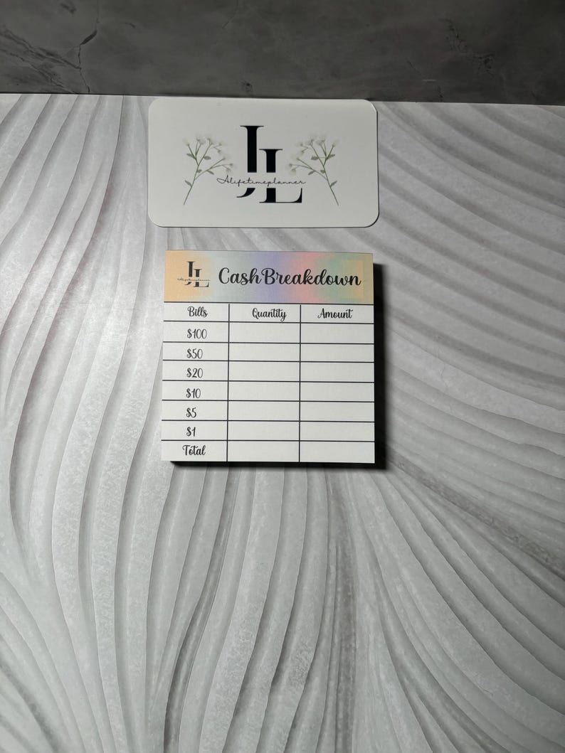 Cash Envelope Breakdown Notepad Bank Teller Slip Notepad - Etsy