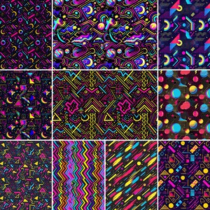 Neon Digital Paper 80s Background Seamless Digital Paper Grad Scrapbook ...