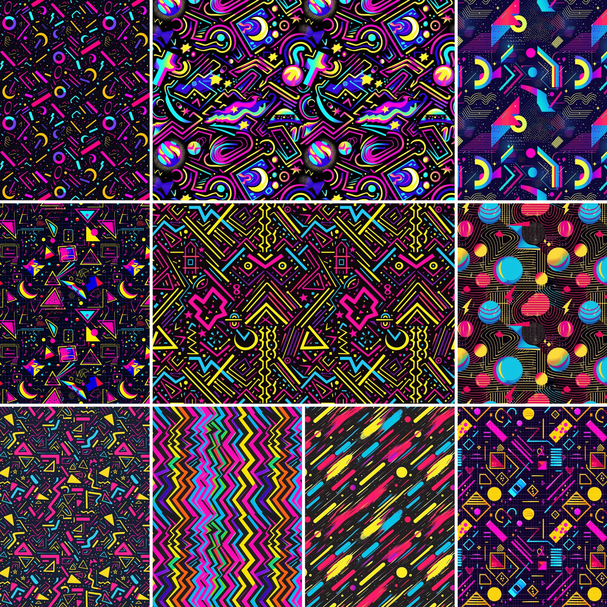 Neon Digital Paper 80s Background Seamless Digital Paper Grad Scrapbook ...