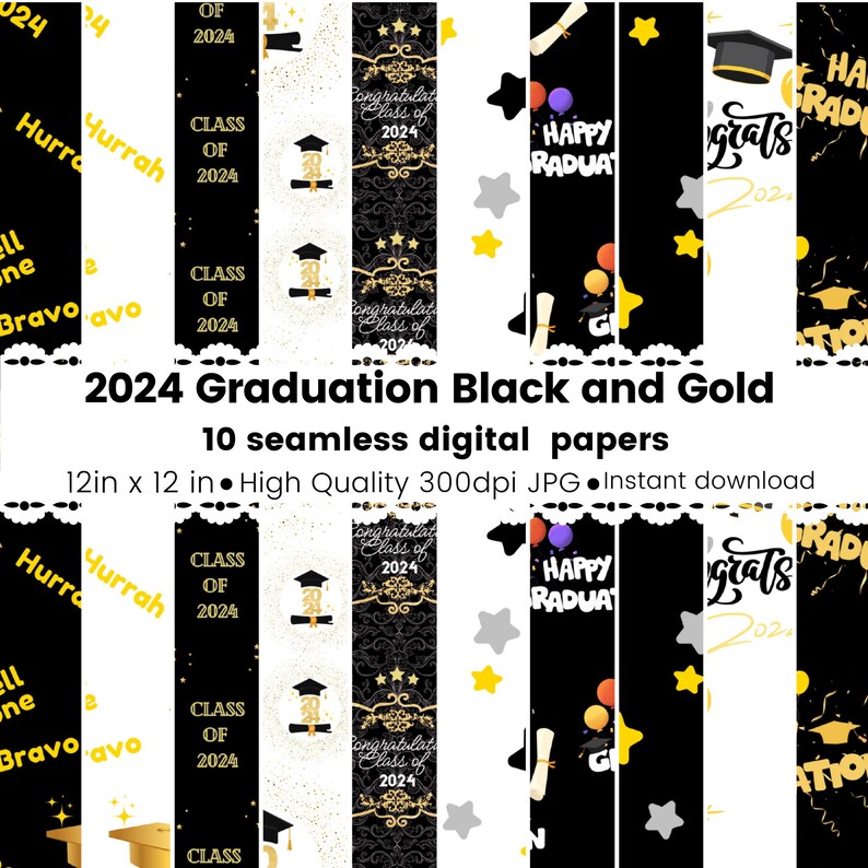 Graduation Digital Paper Class of 2024 Grad Background Seamless Digital ...