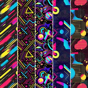 Neon Digital Paper 80s Background Seamless Digital Paper Grad Scrapbook ...