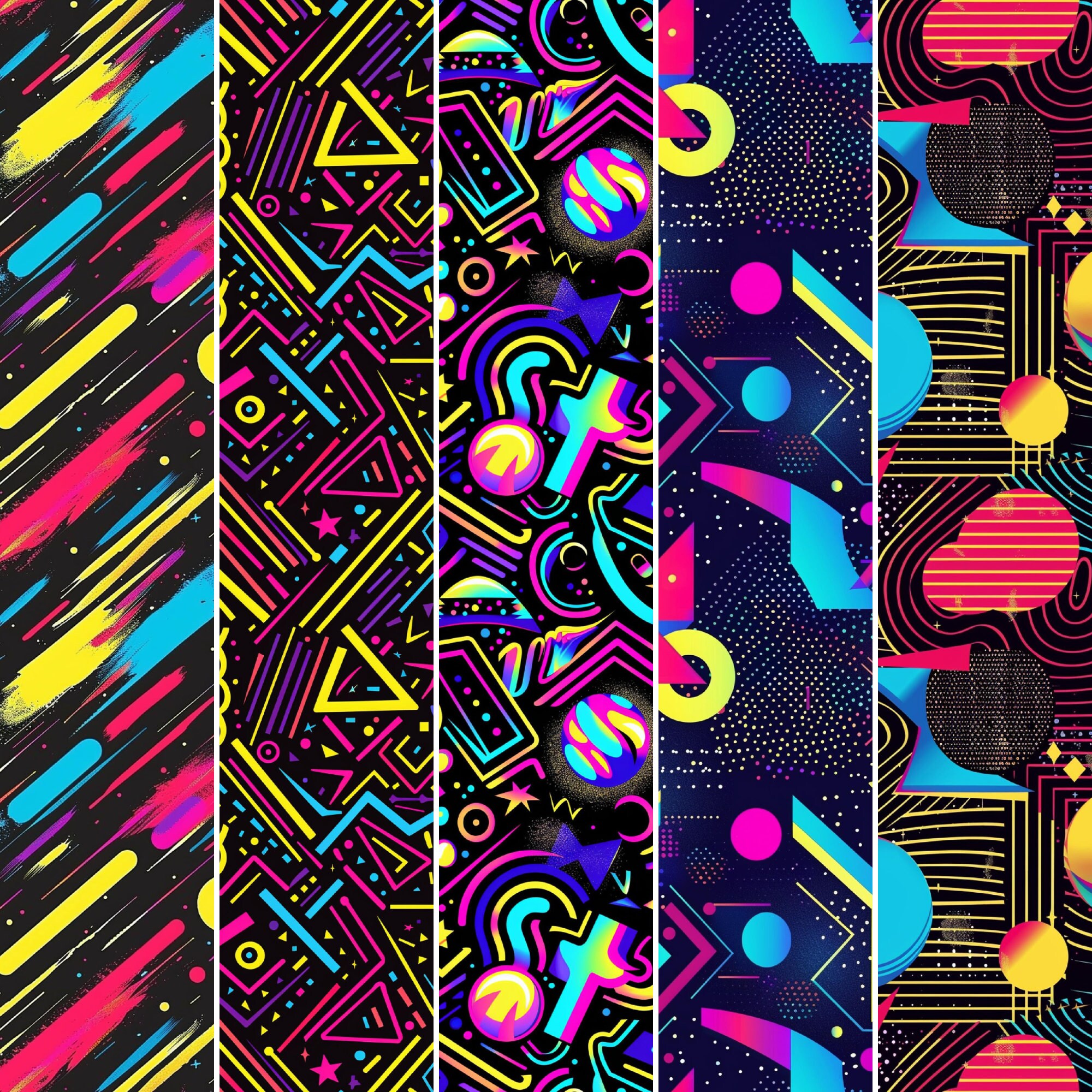 Neon Digital Paper 80s Background Seamless Digital Paper Grad Scrapbook ...