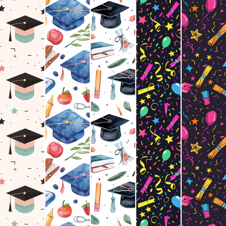 Graduation Digital Paper Grad Background Seamless Digital Paper Grad ...