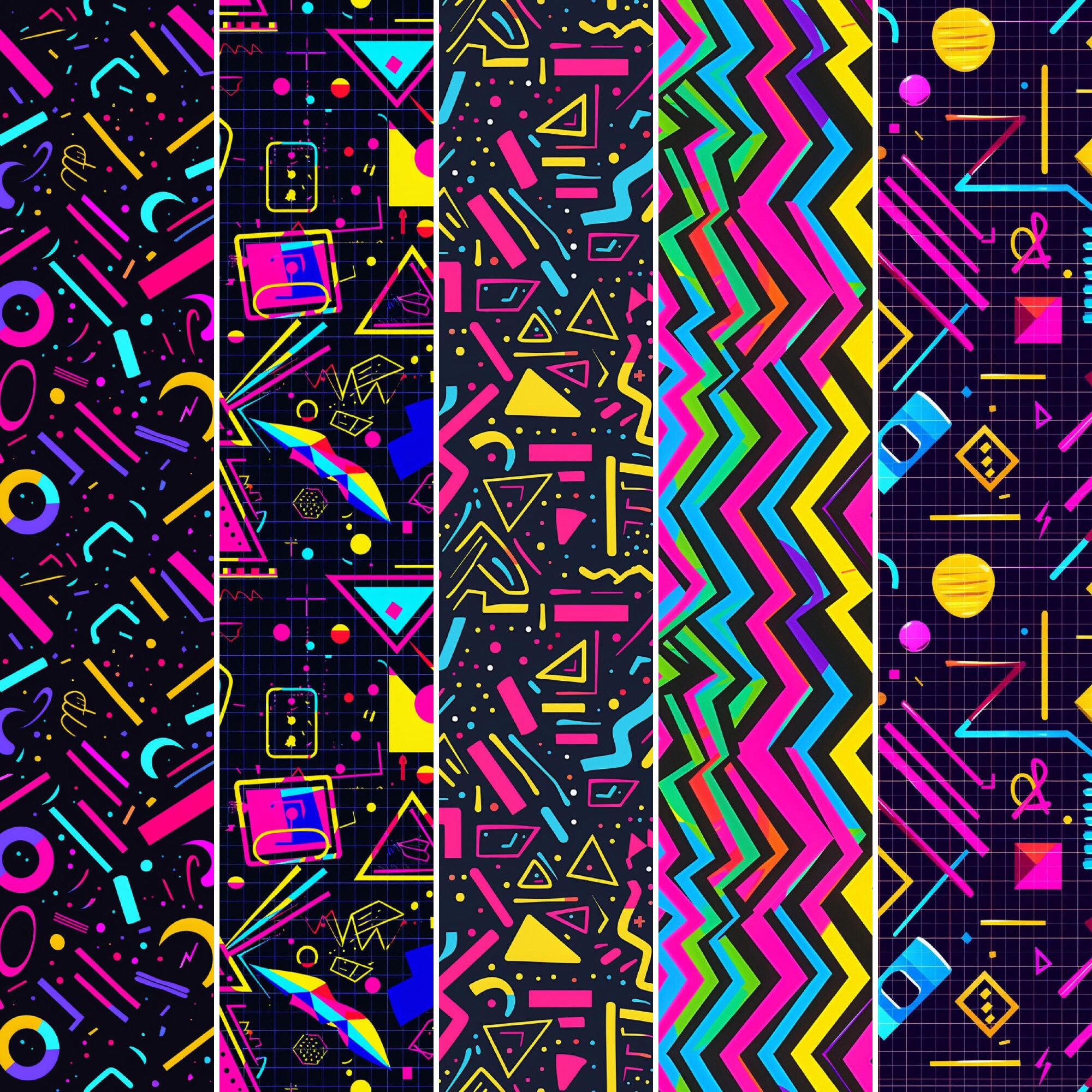 Neon Digital Paper 80s Background Seamless Digital Paper Grad Scrapbook ...