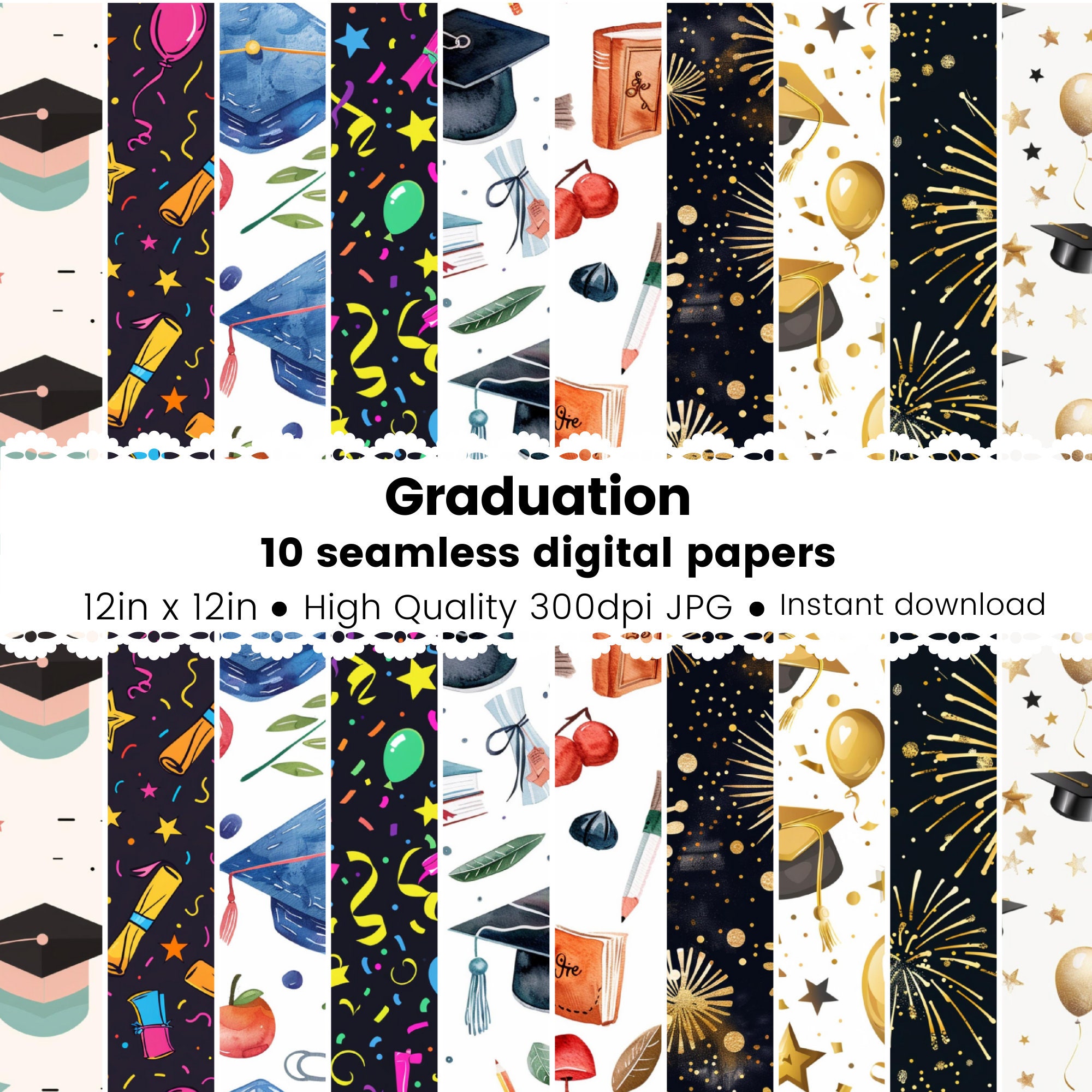 Graduation Digital Paper Grad Background Seamless Digital Paper Grad ...