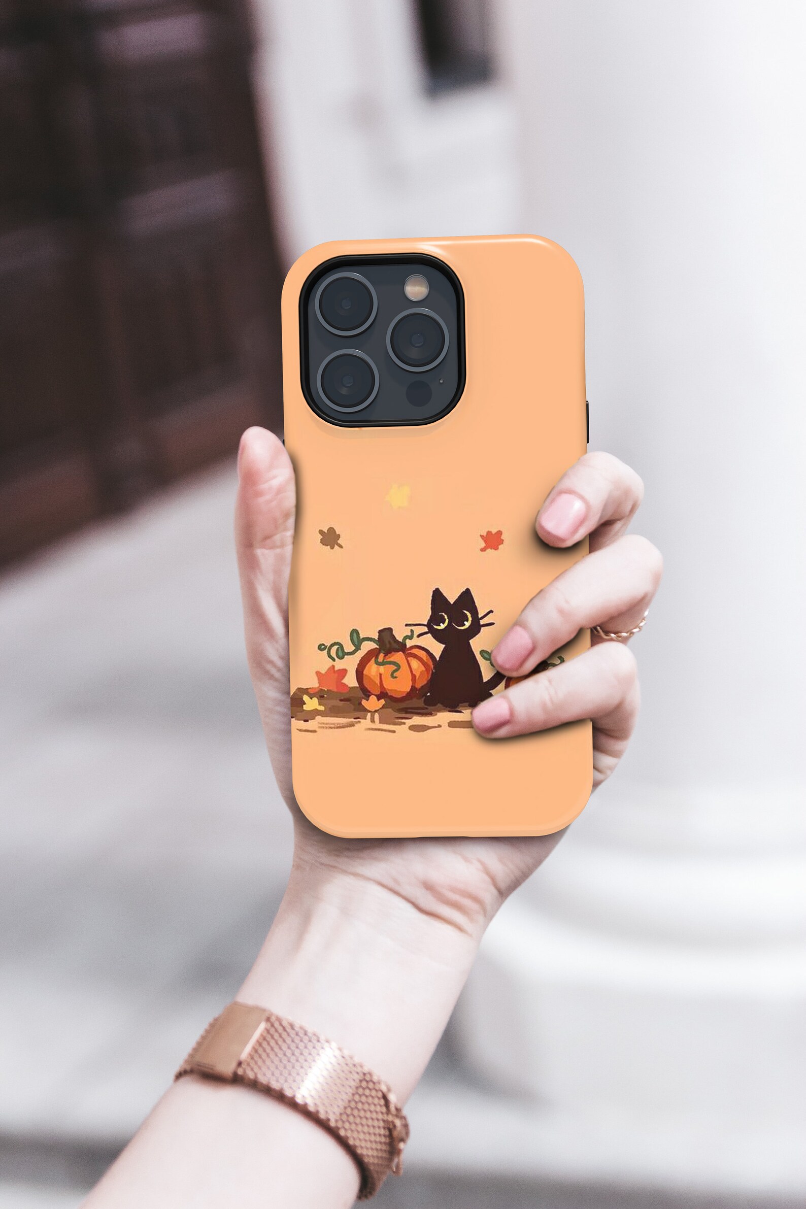 The Spirit Guarding the Pumpkin Protective Phone Case iPhone 14 13 12 ...