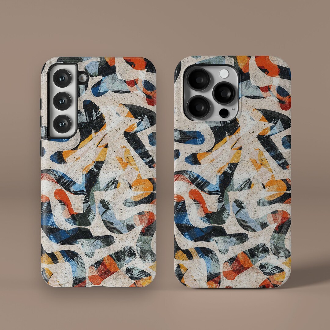 Trendy Terrazzo Graffiti Design Phone Case for iPhone 14 13 12 11 XS XR ...