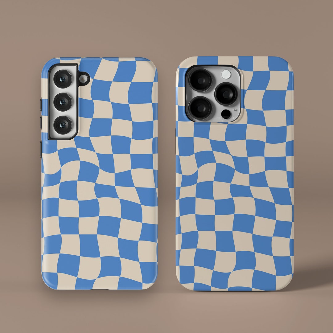 Blue Checkered Aesthetics Magsafe Phone Case for iPhone 14 13 12 11 Pro ...