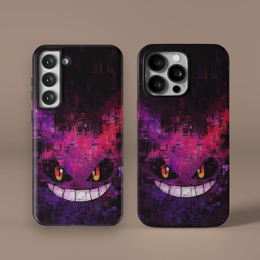 Anime Cartoon Pixelated Gengar Phone Case for iPhone 11 12 13 14 15 Pro ...