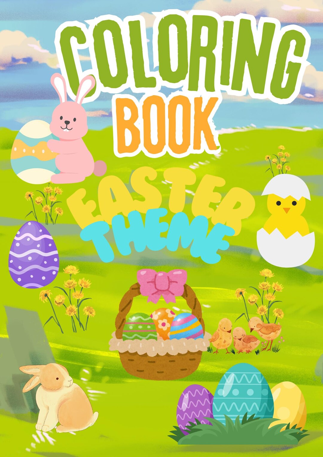 Children's Easter Theme Coloring Book - 10 Pages - Etsy