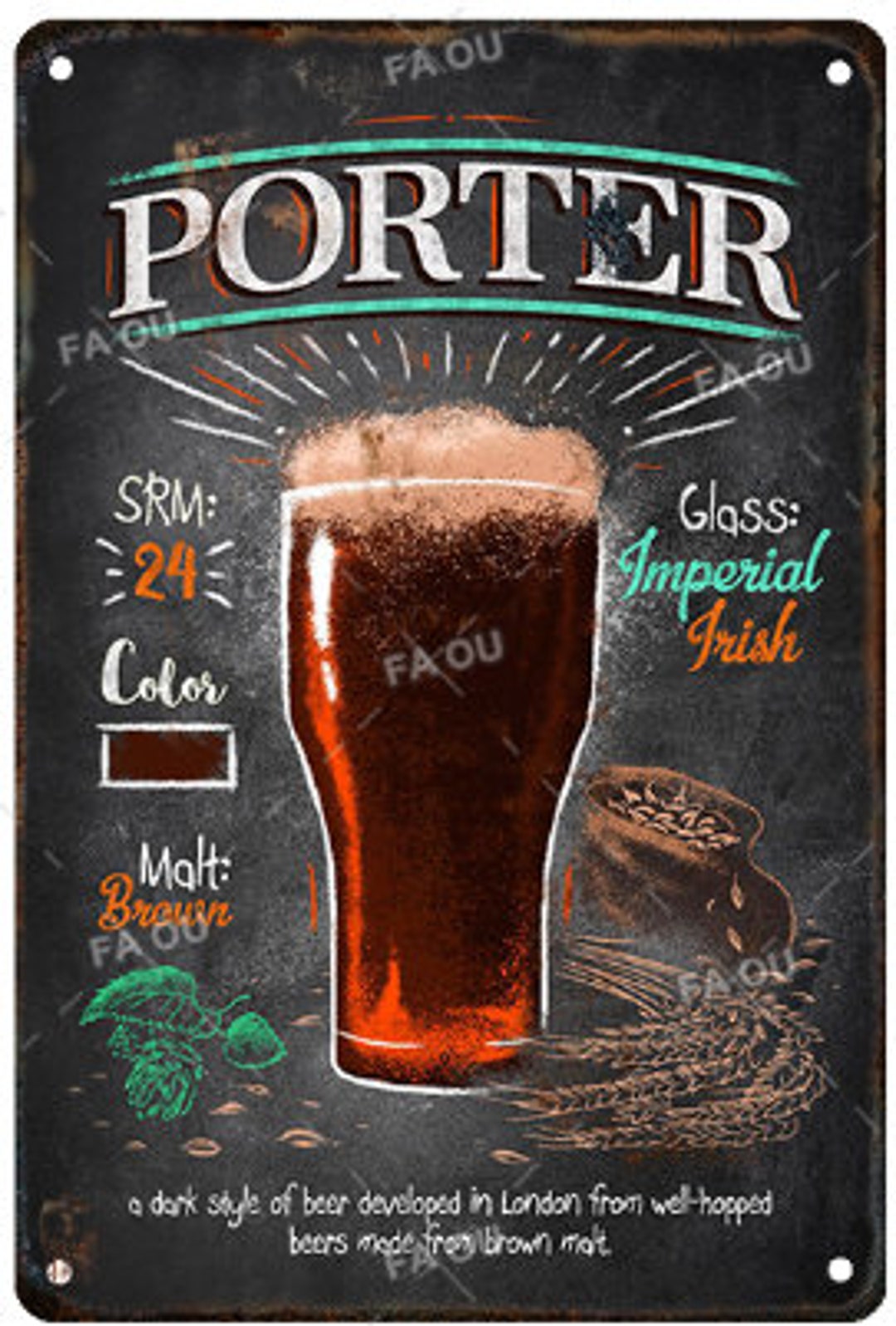 Beer Retro Metal Poster Cocktail Vintage Tin Sign Bar Restaurant Wall ...