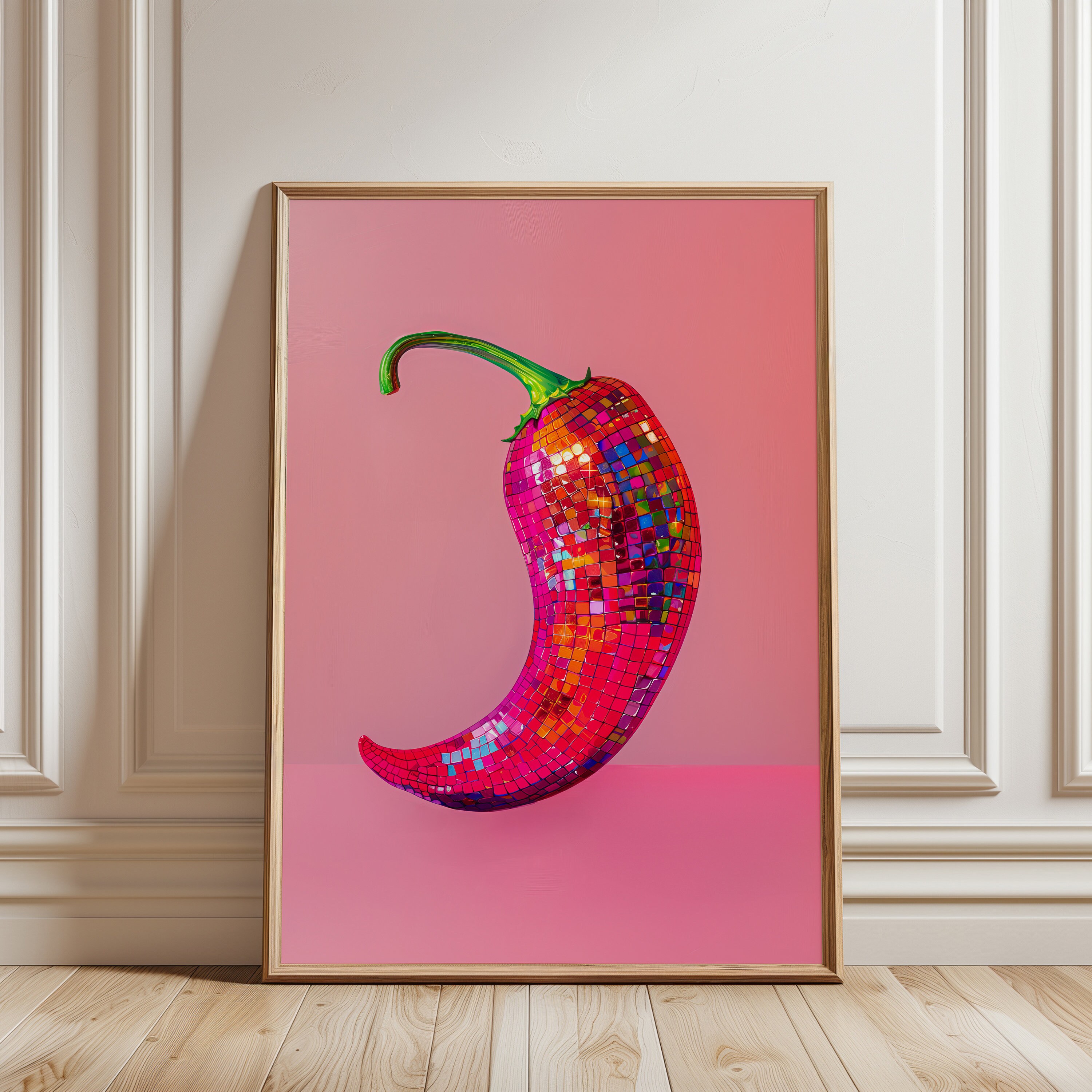 Printable Wall Art, Chili Pepper Disco Ball Maximalist Painting ...