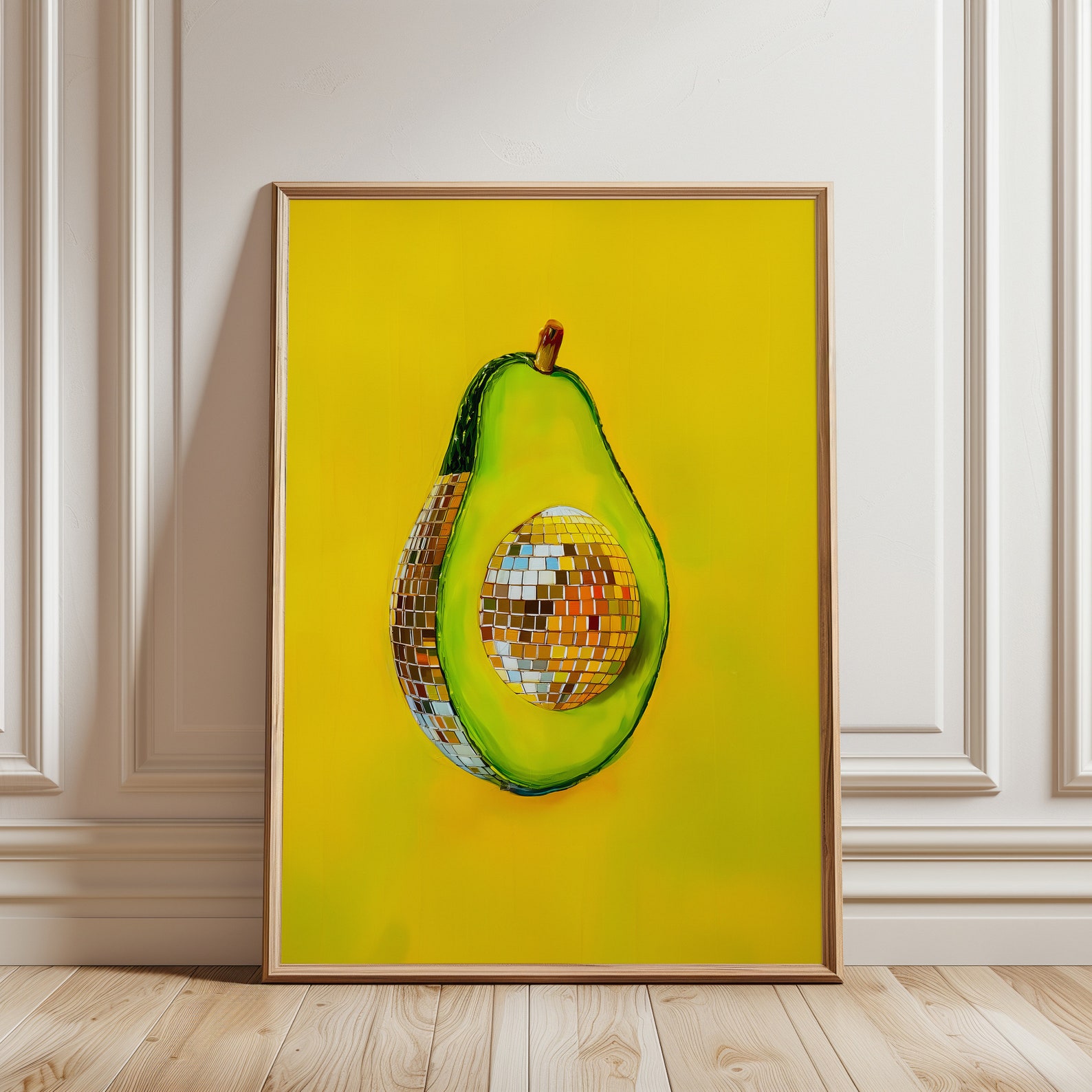 Printable Wall Art, Avocado Disco Ball Maximalist Painting, Dopamine ...