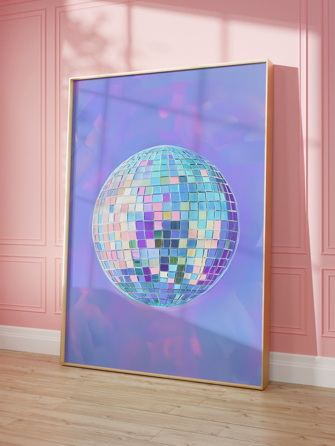 Printable Wall Art, Disco Ball Maximalist Oil Painting, Bright Pastel ...