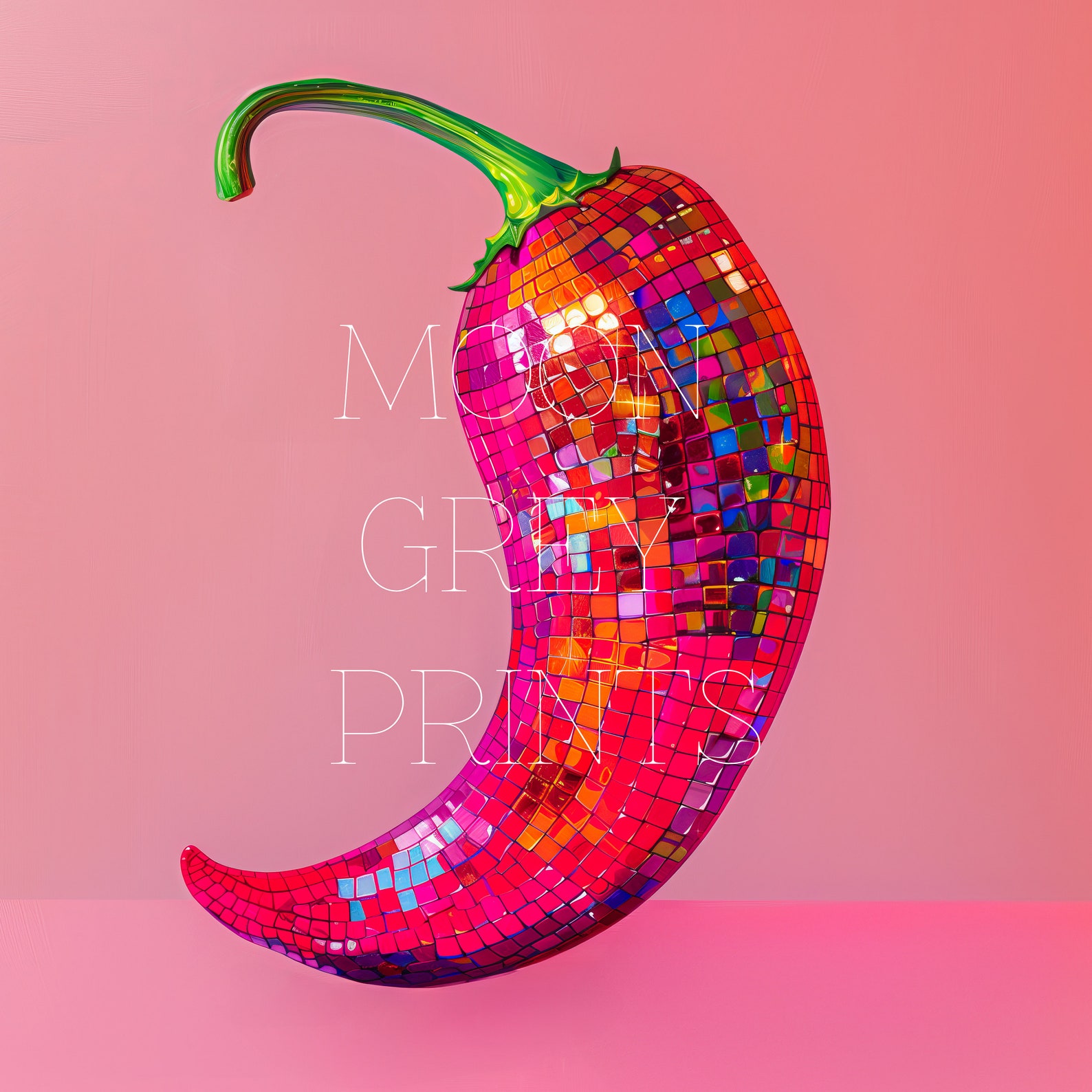 Printable Wall Art, Chili Pepper Disco Ball Maximalist Painting ...