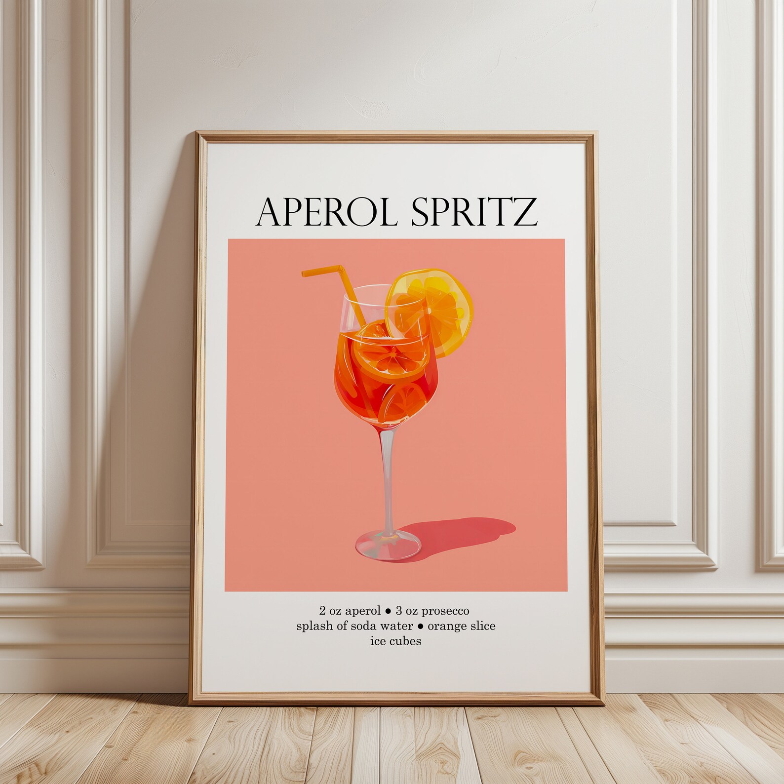 Printable Wall Art, Aperol Spritz Poster, Vivid Cocktail Bar Cart Print ...