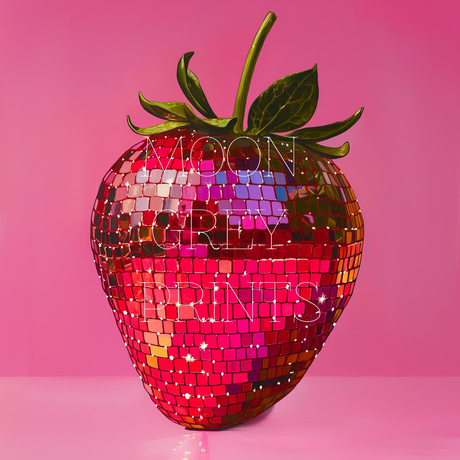 Printable Wall Art, Strawberry Disco Ball Maximalist Painting, Dopamine ...