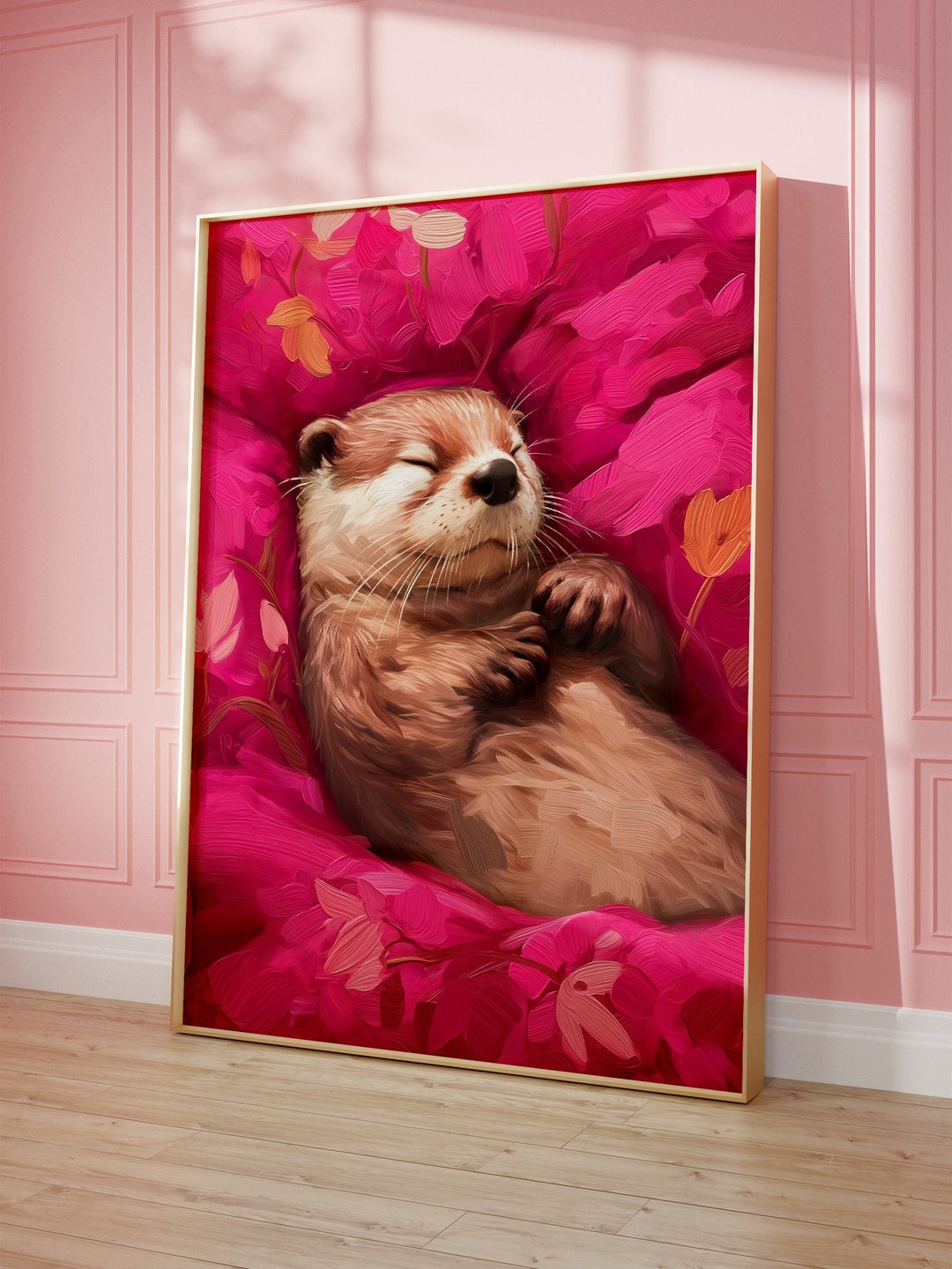 Printable Wall Art, Cute Otter Vivid Maximalist Oil Painting, Dopamine ...