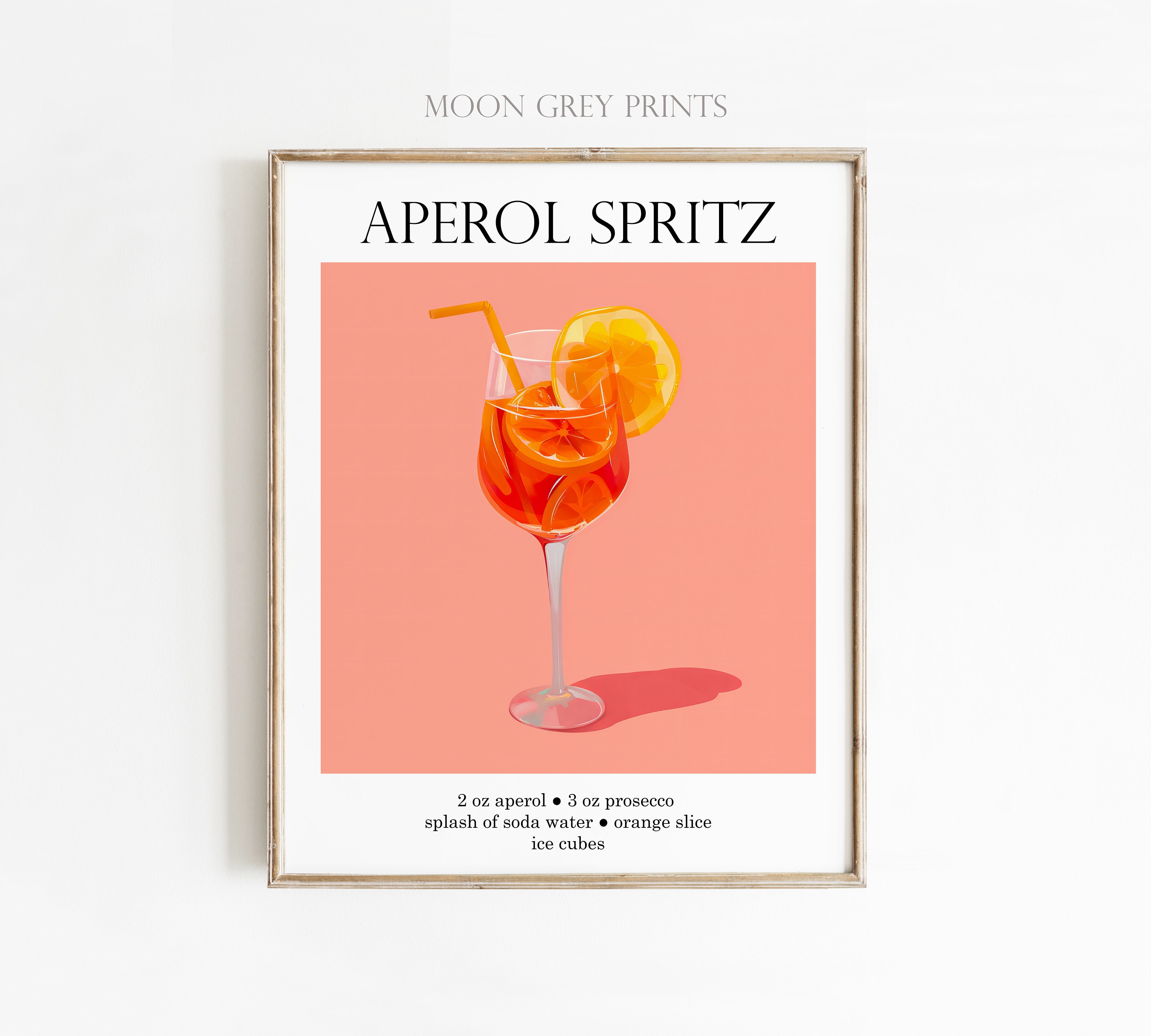 Printable Wall Art, Aperol Spritz Poster, Vivid Cocktail Bar Cart Print ...