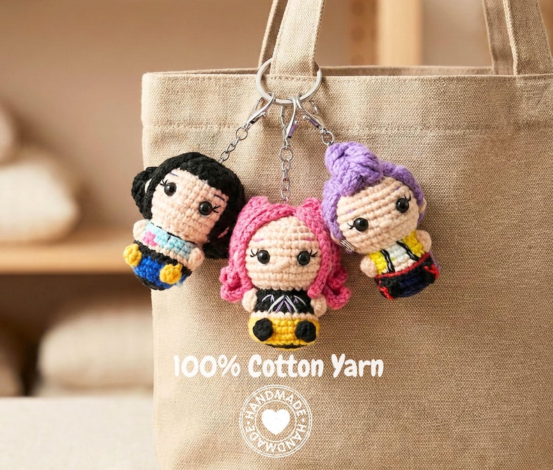 Kpop Demon Hunter Huntrix Bag Charm, Crochet Keychain, Aesthetic ...