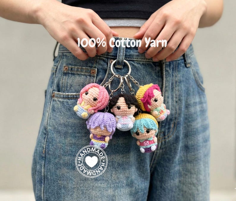 Crochet Keychain, Sasja Boys Amigurumi Backpack Charm, Handmade Cotton ...