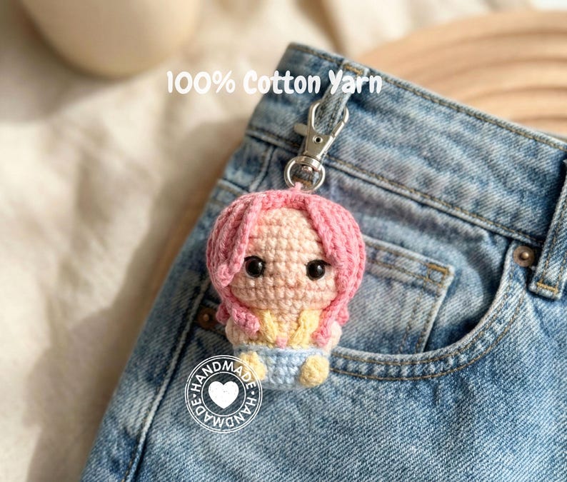 Crochet Keychain, Sasja Boys Amigurumi Backpack Charm, Handmade Cotton ...