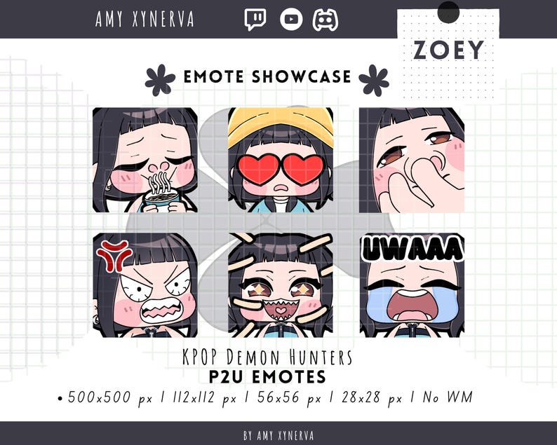 Zoey Silly Emotes Pack X6 | Kpop Demon Hunters | Cute Streamer/ Vtuber ...