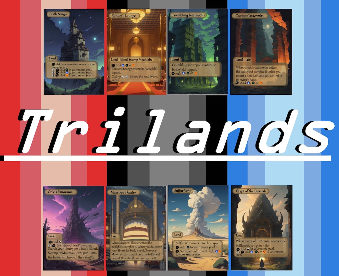 Mtg Tri Lands Proxy (blue,black,red) Set of 8 - Etsy