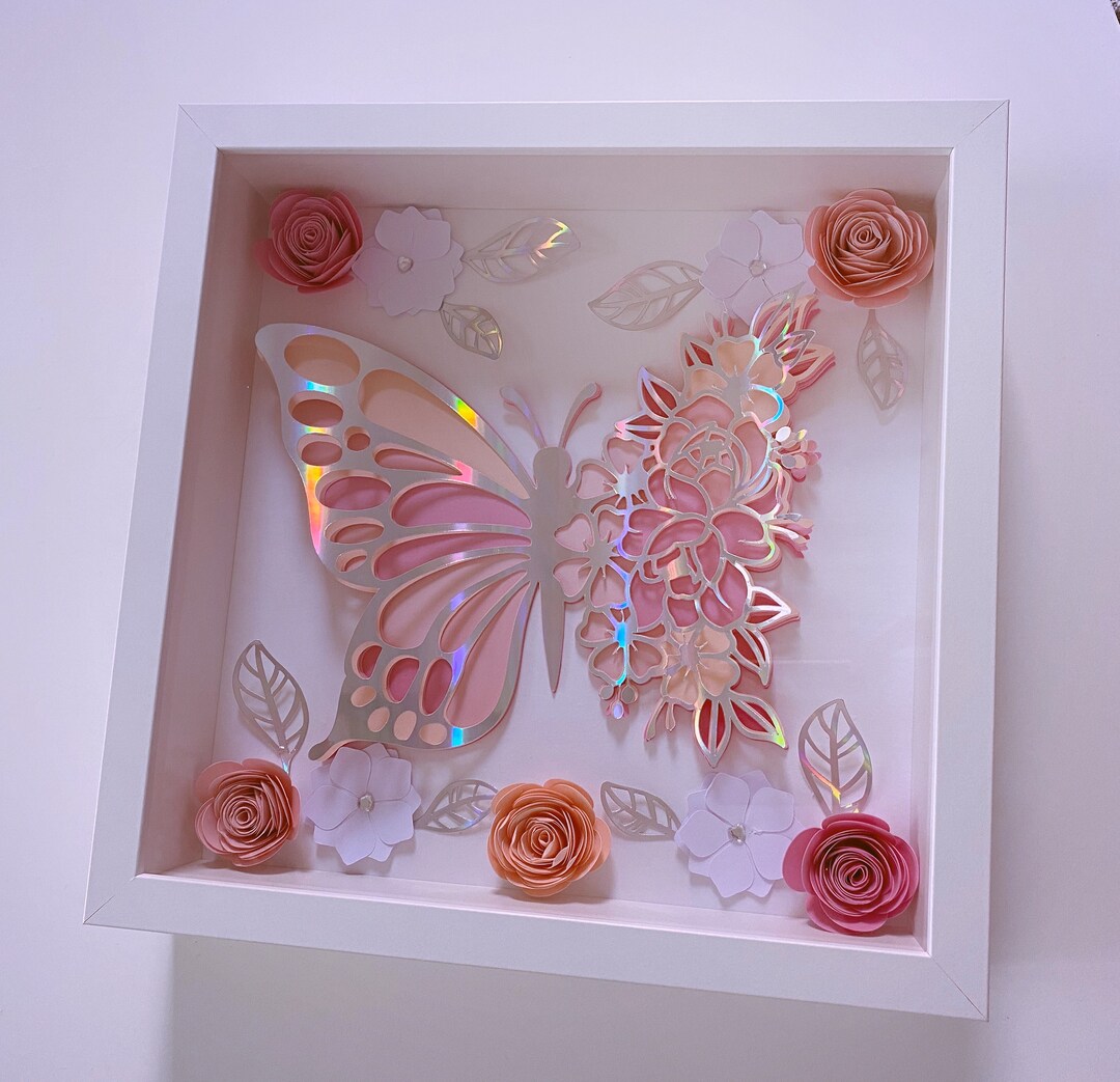 Butterfly and Roses Shadow Box Frame Birthday Giftchristmas - Etsy
